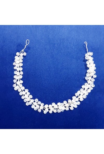 Magrib Şeffaf Kristal Boncuklu Düğün Nikah Nişan Kına ve Gelin Tacı