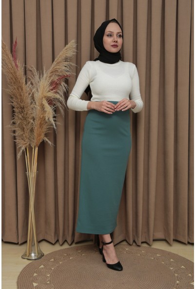 Yağızlar Kadın Su Yeşili Beli Lastikli Kalem Etek Yağızlar Kadın Su Yeşili Beli Lastikli Kalem Etek