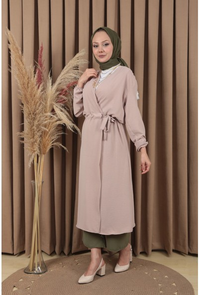 Yağızlar Kadın Bej Beli Kuşaklı Kol Ucu Lastikli Kap Yağızlar Kadın Bej Beli Kuşaklı Kol Ucu Lastikli Kap