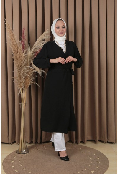 Yağızlar Kadın Siyah Beli Kuşaklı Kol Ucu Lastikli Kap Yağızlar Kadın Siyah Beli Kuşaklı Kol Ucu Lastikli Kap