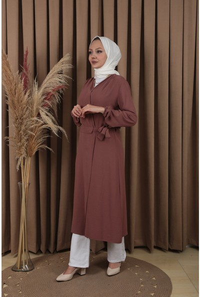 Yağızlar Kadın Gül Kurusu Beli Kuşaklı Kol Ucu Lastikli Kap Yağızlar Kadın Gül Kurusu Beli Kuşaklı Kol Ucu Lastikli Kap