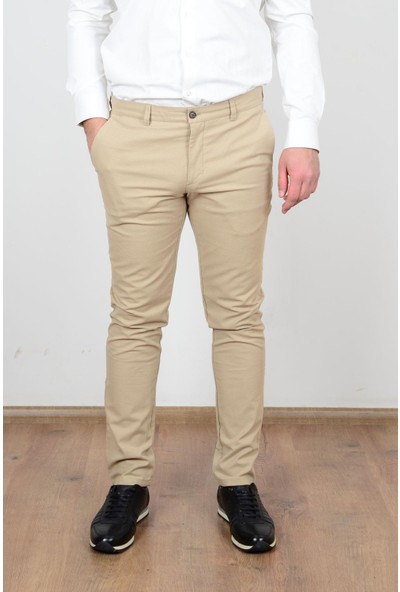 Morven 21MS003031 Erkek Vizon Keten Pantolon