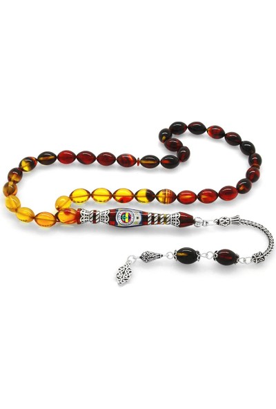 Nipora 925 Ayar Gümüş Nakkaş Imameli Fenerbahçe Logolu Süzme Bala-Siyah Ateş Kehribar Tesbih Nipora 925 Ayar Gümüş Nakkaş Imameli Fenerbahçe Logolu Süzme Bala-Siyah Ateş Kehribar Tesbih