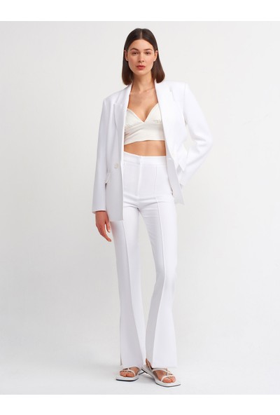 Dilvin 6940 Blazer Ceket-Ekru