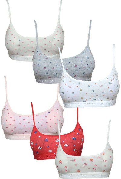 Pedli Ip Askılı Yarım Atlet Desenli Büstiyer 6 Lı Set 1