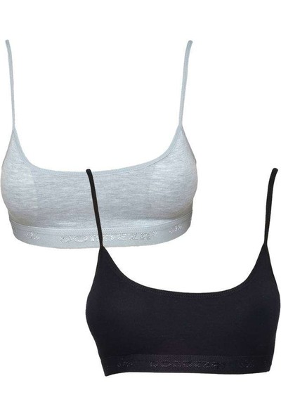 Pedli Ip Askılı Gri ve Siyah Büstiyer 2 Adet