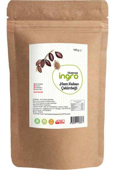 Ingro Glutensiz Ham Kakao Çekirdeği 100 G Ingro Glutensiz Ham Kakao Çekirdeği 100 G