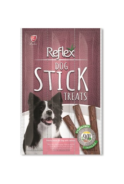 Reflex Sticks Somonlu Köpek Ödül Çubukları 3X11 gr Reflex Sticks Somonlu Köpek Ödül Çubukları 3X11 gr