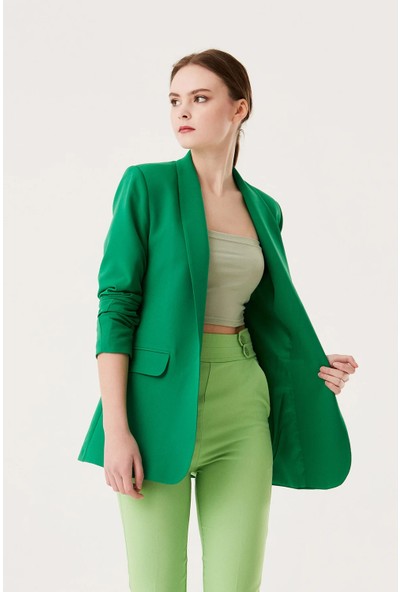 FullaModa Kolu Büzgülü Blazer Ceket