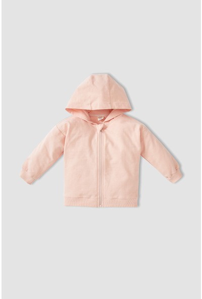 DeFacto Kız Bebek Kapüşonlu Uzun Kollu Pamuklu Sweat Hırka W8840A222SP DeFacto Kız Bebek Kapüşonlu Uzun Kollu Pamuklu Sweat Hırka W8840A222SP