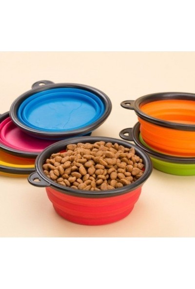 Laqaydükkan34 Katlanabilir Kedi Köpek Mama Su Kabı Taşınabilir