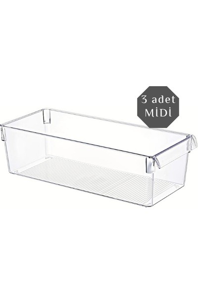 Nandy Home Midi Tall Clear Buzdolabı & Dolap İçi Düzenleyici Organizer 3 Adet Nandy Home Midi Tall Clear Buzdolabı & Dolap İçi Düzenleyici Organizer 3 Adet