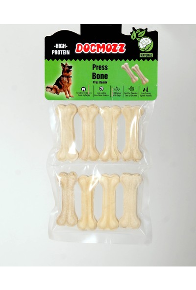 Premium Deri Pres Köpek Kemiği Beyaz 8x7 cm