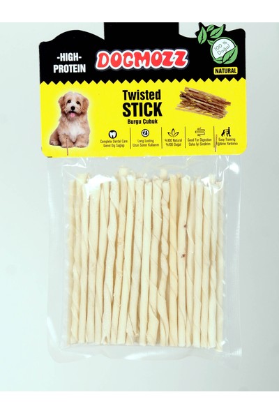 Premium Stick Burgu Deri Çubuk Beyaz 50 Adet Premium Stick Burgu Deri Çubuk Beyaz 50 Adet