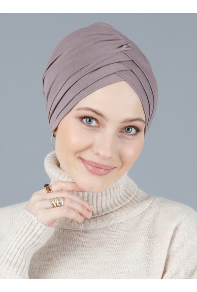 3 Bantlı Jersey Viskon Hazır Türban - Soft Lila - Mervin Şal 3 Bantlı Jersey Viskon Hazır Türban - Soft Lila - Mervin Şal