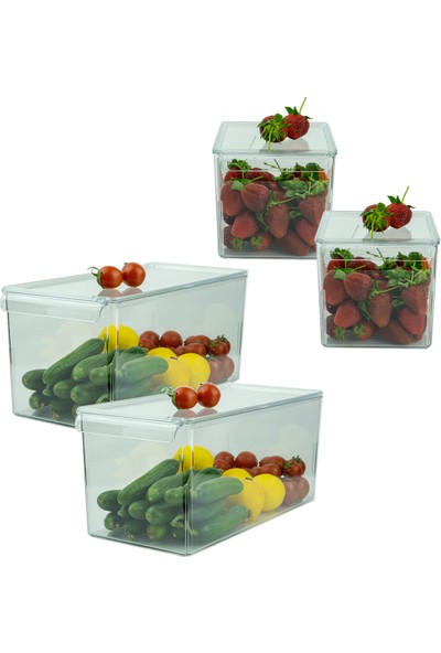 Primanova Kapaklı Buzdolabı ve Dolap Raf Düzenleyici 4'lü Set Primanova Kapaklı Buzdolabı ve Dolap Raf Düzenleyici 4'lü Set