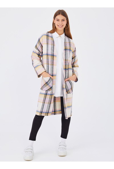 Çizgi Desenli Uzun Hırka - Hardal - Tofisa