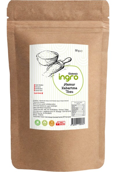 Ingromix Glutensiz Hamur Kabartma Tozu 50 G