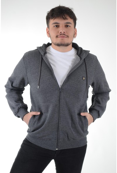 Wearz 3 Ip Kalın Şardonlu Fermuarlı Kapüşonlu Sweatshirt Hırka