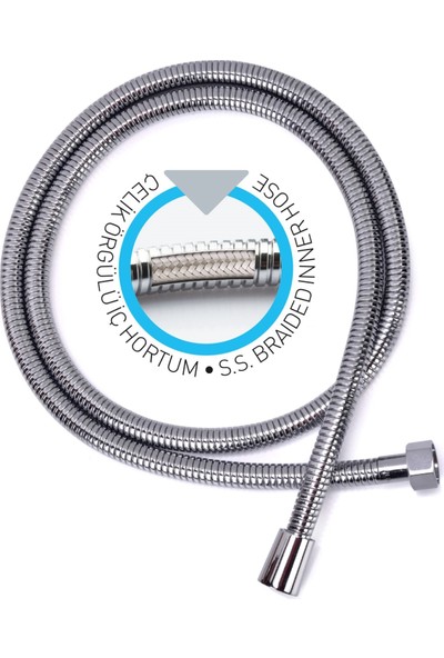 Yapıtaşı Banyo Duş Spiral Hortumu 2metre /kenetli Örgülü Duş Hortum Yapıtaşı Banyo Duş Spiral Hortumu 2metre /kenetli Örgülü Duş Hortum