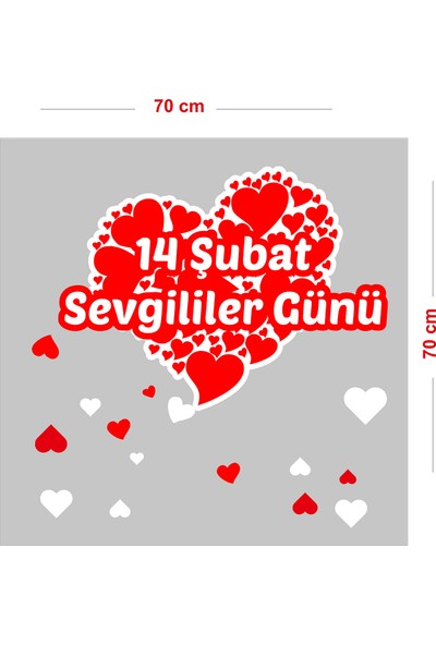 Küçüklü Büyüklü Kalp Içinde Kalp Sevgililer Günü Cam Vitrin Oda Stickerı 70CM