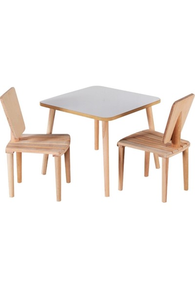 Evnalia Yaz Sil Yüzey Montessori Ahşap Çocuk Aktivite Oyun 1 Masa 2 Sandalye Takımı