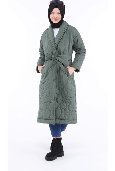 Poriento Kadın Desenli Kapitone Mont