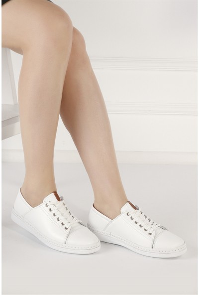 Elit MAY21.115C Kadın Deri Günlük Ayakkabı Beyaz