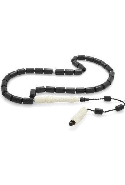 Nipora Sistemli Imamesi Deve Kemiği Işçilikli Kesme Kesim Abanoz Ağacı Tesbih