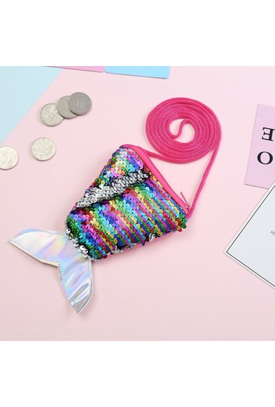 Gudubags Kız Çocuk Rengarenk Pullu Deniz Kızı Kuyruğu Askılı Çanta