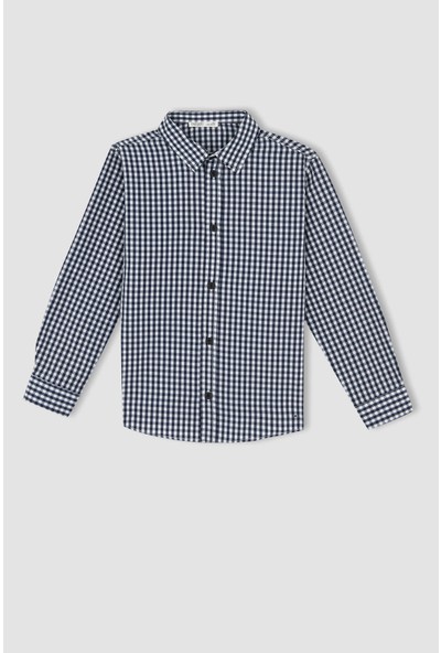 DeFacto Erkek Çocuk Regular Fit  Kareli Uzun Kollu Poplin Gömlek W6802A622SP
