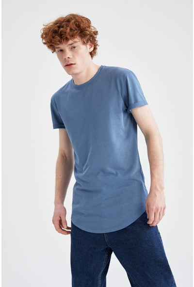 DeFacto Long Fit Uzun Bisiklet Yaka Basic Tişört N2104AZ22SP
