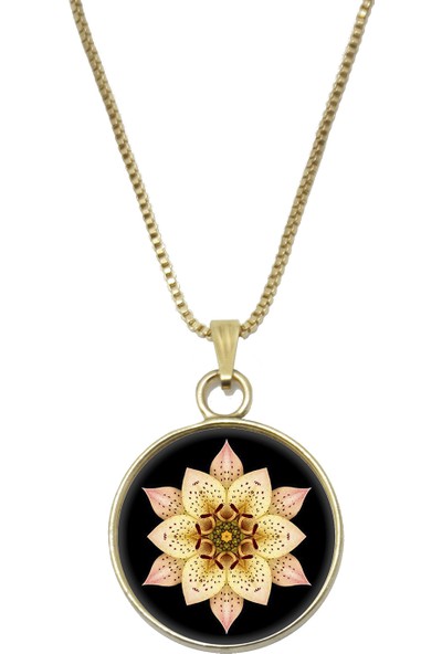 Çiçek Desen Epoksi Kolye Altın Kaplama EG0194 Çiçek Desen Epoksi Kolye Altın Kaplama EG0194