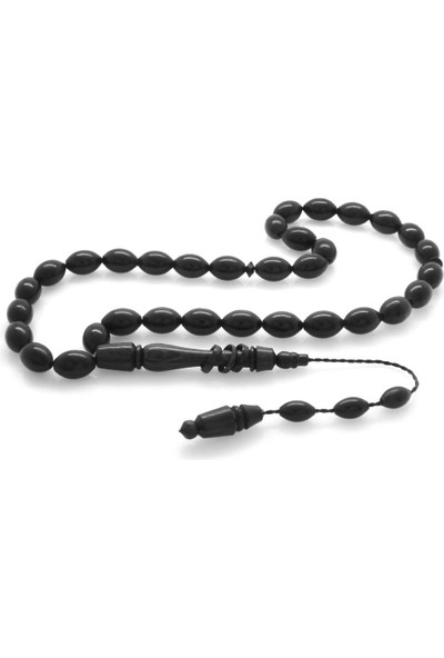 Nipora Sistemli Halka Imameli Arpa Kesim Abanoz Ağacı Tesbih