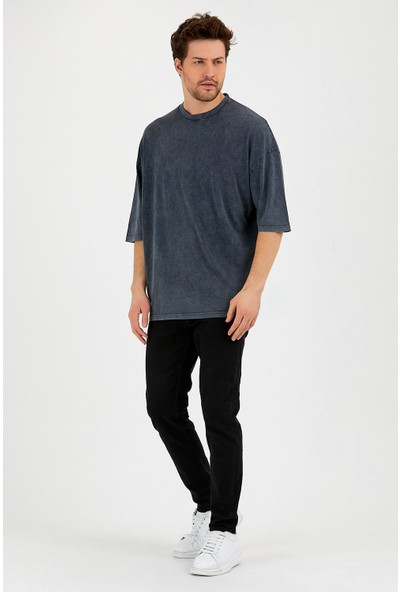 Museman Asos Midnight Yıkamalı Oversize Unisex T-Shirt