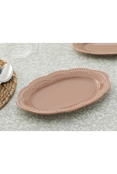 Viyana Porselen Kayık Tabak 25 cm Gül Kurusu Viyana Porselen Kayık Tabak 25 cm Gül Kurusu
