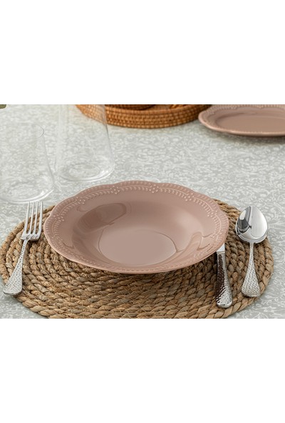Viyana Porselen Çukur Tabak 23 cm Gül Kurusu Viyana Porselen Çukur Tabak 23 cm Gül Kurusu