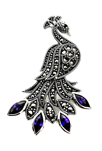 Ebrar Tesbih Gümüş Gümüş Tavus Kuşu Kadın Broş 925 Ayar Gümüş Mor Taşlı Tavus Kuşu Broş Ebrar Tesbih Gümüş Gümüş Tavus Kuşu Kadın Broş 925 Ayar Gümüş Mor Taşlı Tavus Kuşu Broş