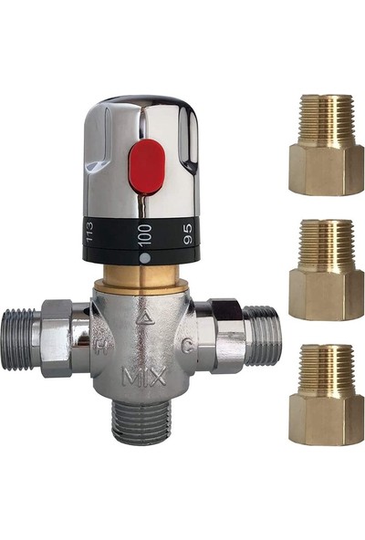 Guangdong Spirit 1/2 Npt Erkek Bağlantılı 3 Yollu Termostatik Karışım Vanası Su Sıcaklığı Ayarlı Boru Vanası