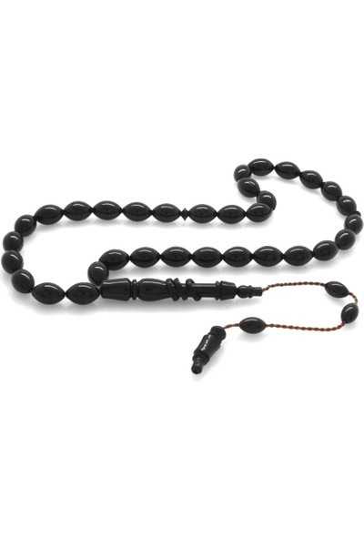 Nipora Sistemli Imamesi Halkalı Arpa Kesim Siyah Kuka Tesbih