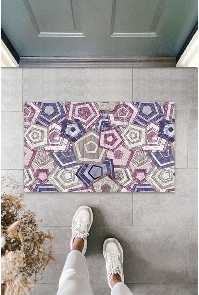 Silkcoat Home Mürdüm Kapı Önü Paspası Altıgen Desen PS974