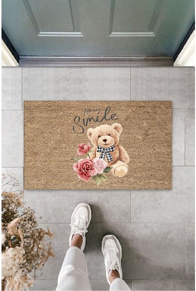 Silkcoat Home Dijital Please Smile Ayıcık Bej Kapı Paspası Dış Mekan Paspas PS995 Silkcoat Home Dijital Please Smile Ayıcık Bej Kapı Paspası Dış Mekan Paspas PS995