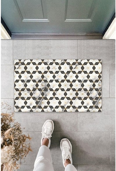 Silkcoat Home Dijital Baskı Bej Yıldız Kapı Paspası PS1096