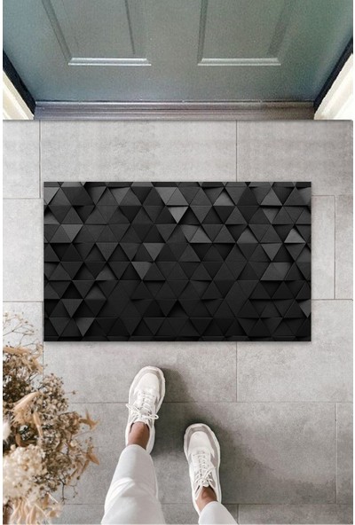 Dijital Baskı Siyah Üçgen Dijital Paspas PS1075