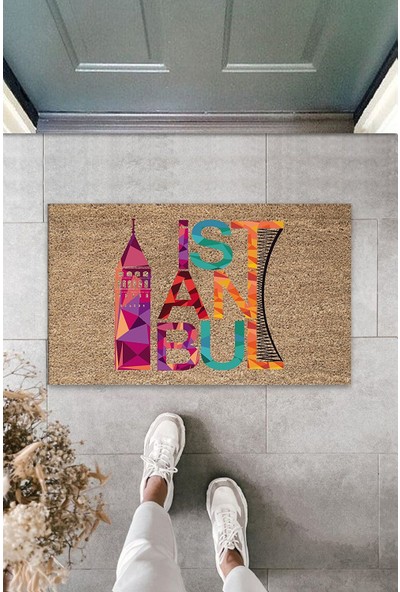 Silkcoat Home Dijital Baskı Bej Istanbul Paspas PS1123