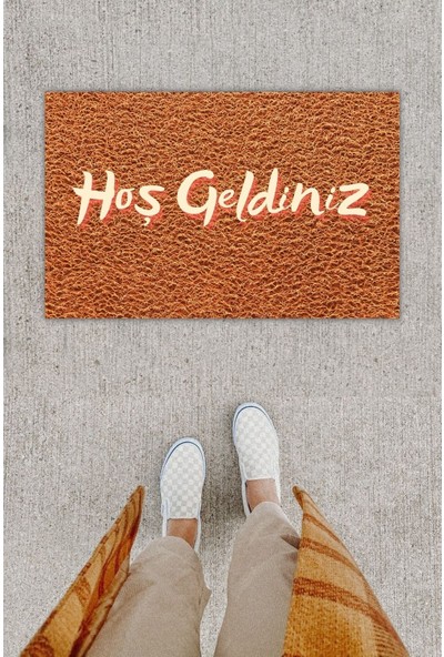 Dijital Baskı Dekoratif Hoş Geldiniz Kahverengi Kapı Önü Paspası PS1254 Dijital Baskı Dekoratif Hoş Geldiniz Kahverengi Kapı Önü Paspası PS1254
