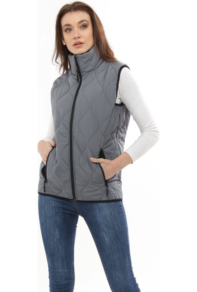 Ghassy Co.kadın Su Itici Fermuar Cepli Dik Yaka Şişme Yelek