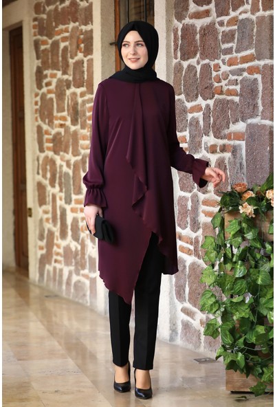 Arya - Nisa Tesettür Tek Tunik - Mürdüm