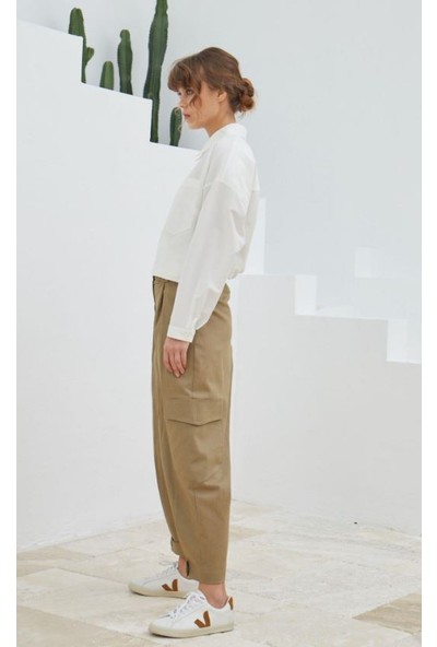 Qooq Düğme Paça Pantolon Haki