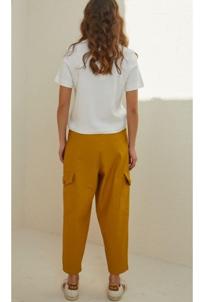 Qooq Düğme Paça Pantolon Hardal